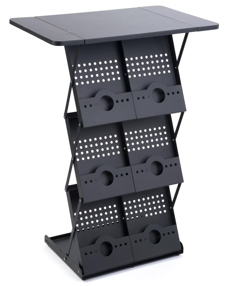 Displays2go 40 Inch Portable Counter, 6 Magazine Pockets, Collapsible, Carrying Case, Black (TDCBRBKBK)