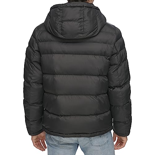 Tommy Hilfiger Men's Classic Hooded Puffer Jacket (Standard and Big & Tall), Black, Medium