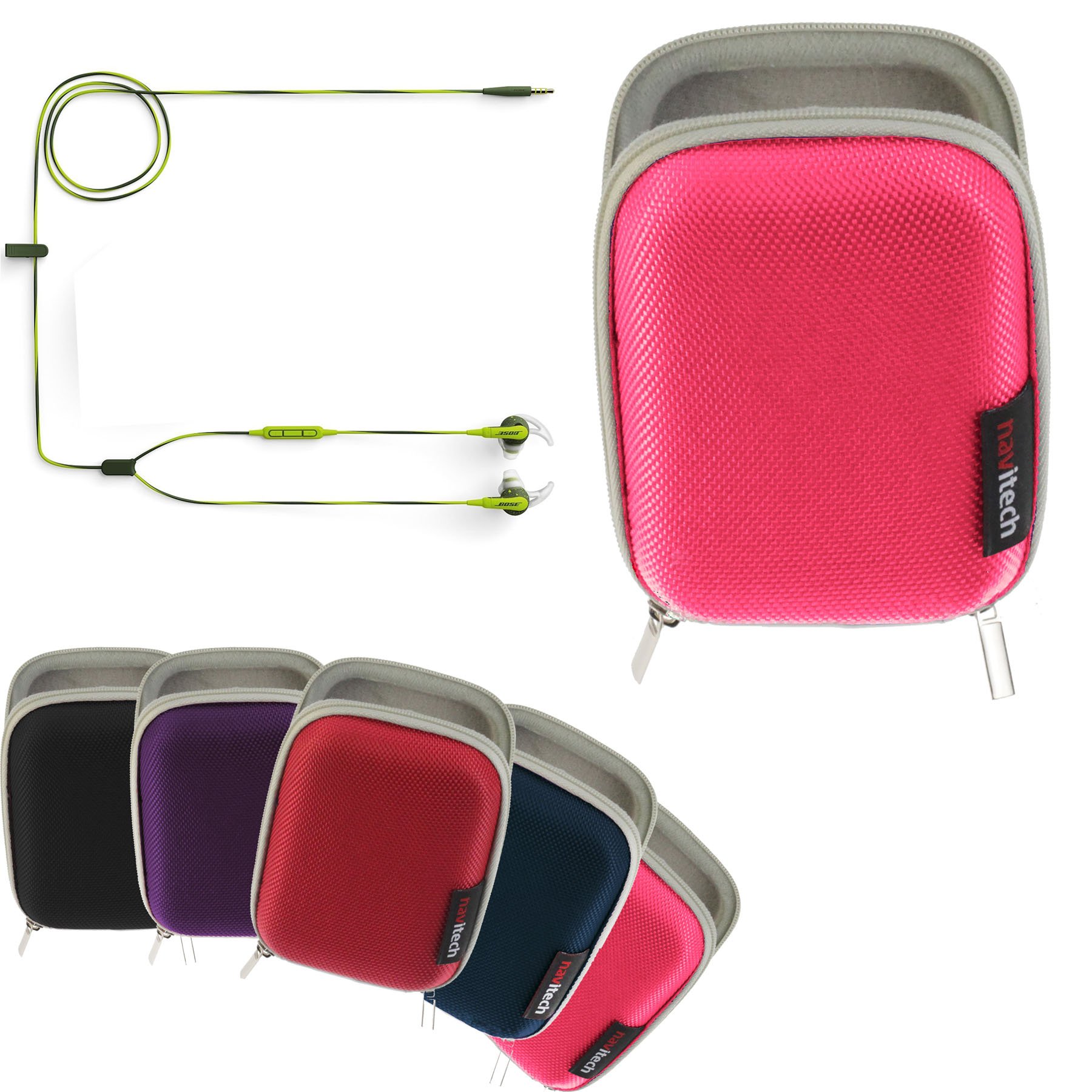 Navitech Pink Hard Protective Earphone/Headphone Case Compatible With Bose SoundSport in-Ear Headphones β Samsung/Android Devices
