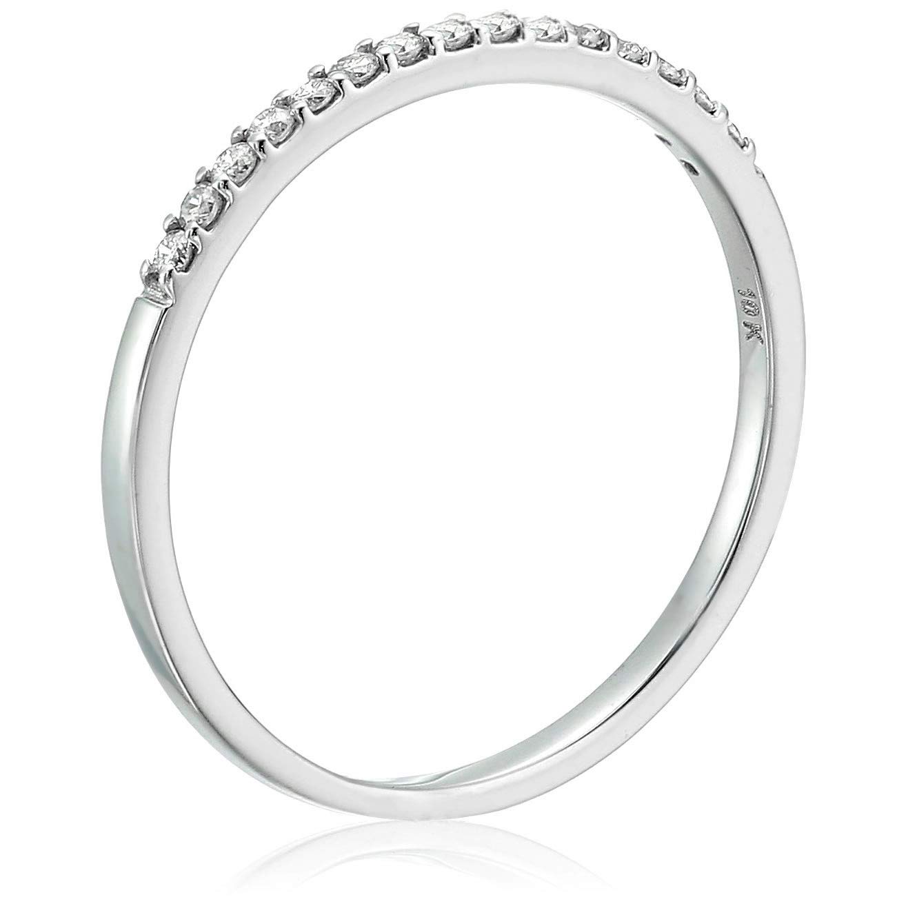 Vir Jewels 1/8 cttw Diamond Wedding Anniversary Band for Women, Round Diamond Engagement Ring 10K White Gold Prong Set 0.125 cttw, Size 5