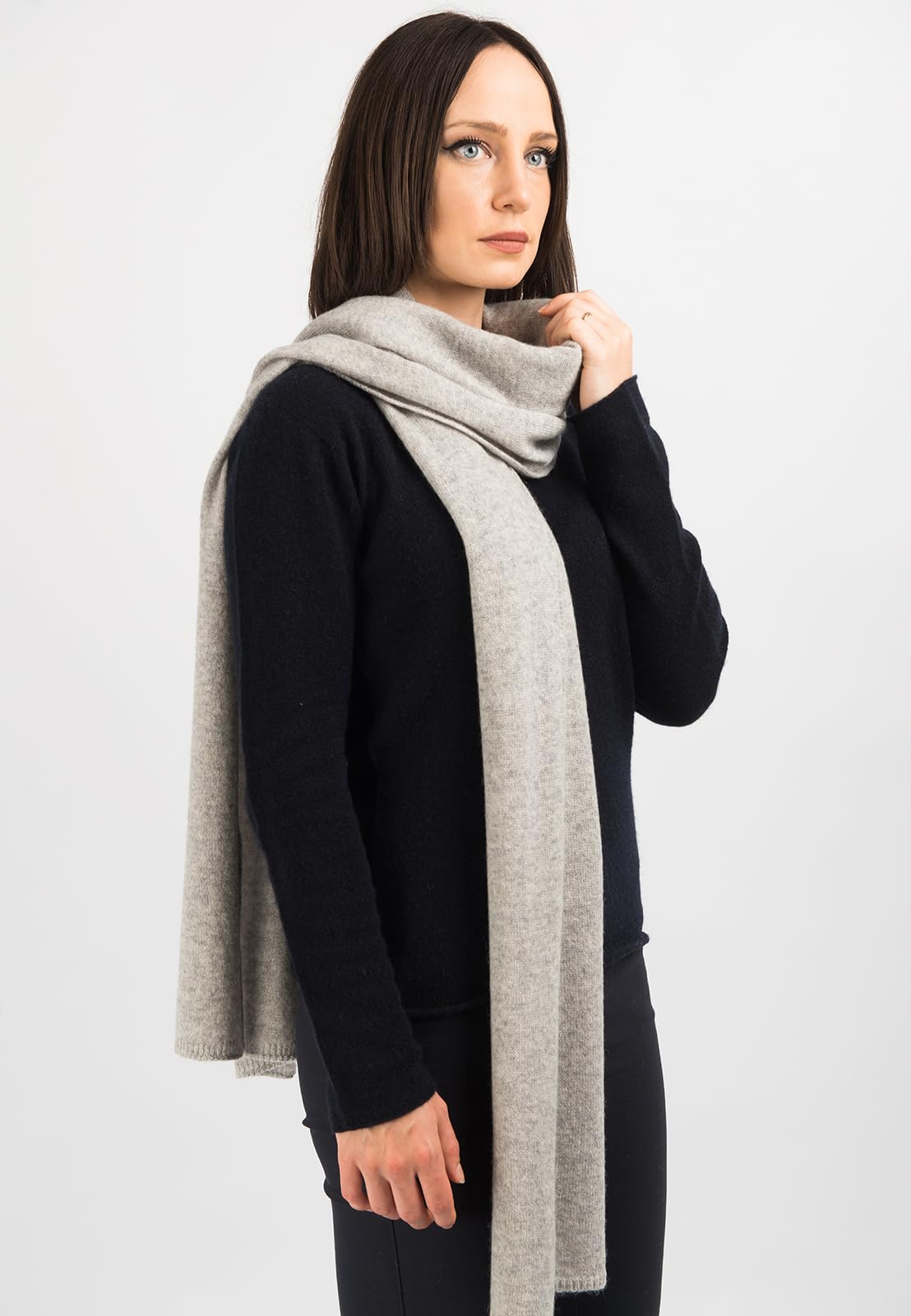 Dalle Piane Cashmere - Broad Scarf 100% cashmere - Made in Italy - Woman/Man, Color: Grey, One size