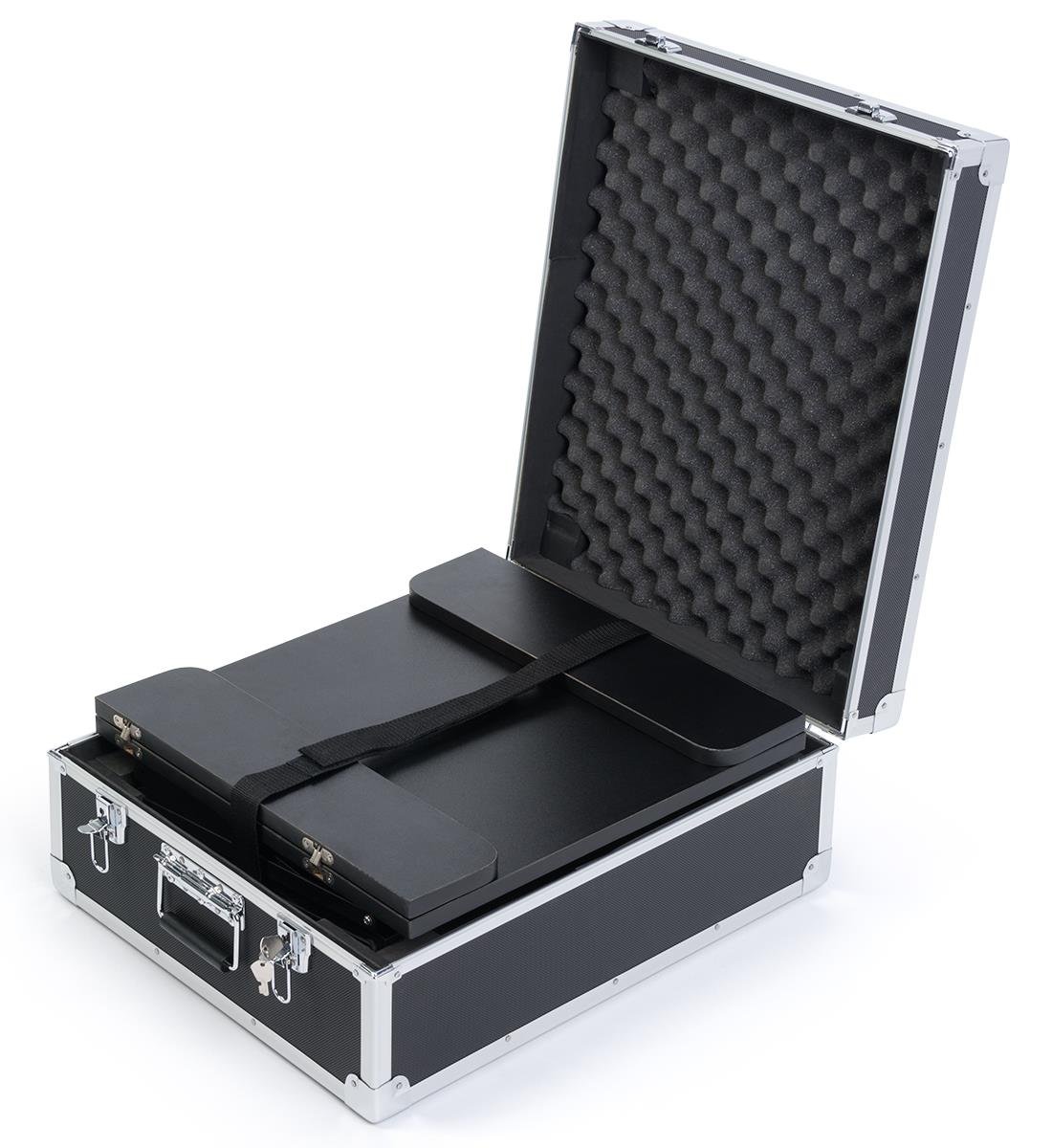 Displays2go 40 Inch Portable Counter, 6 Magazine Pockets, Collapsible, Carrying Case, Black (TDCBRBKBK)