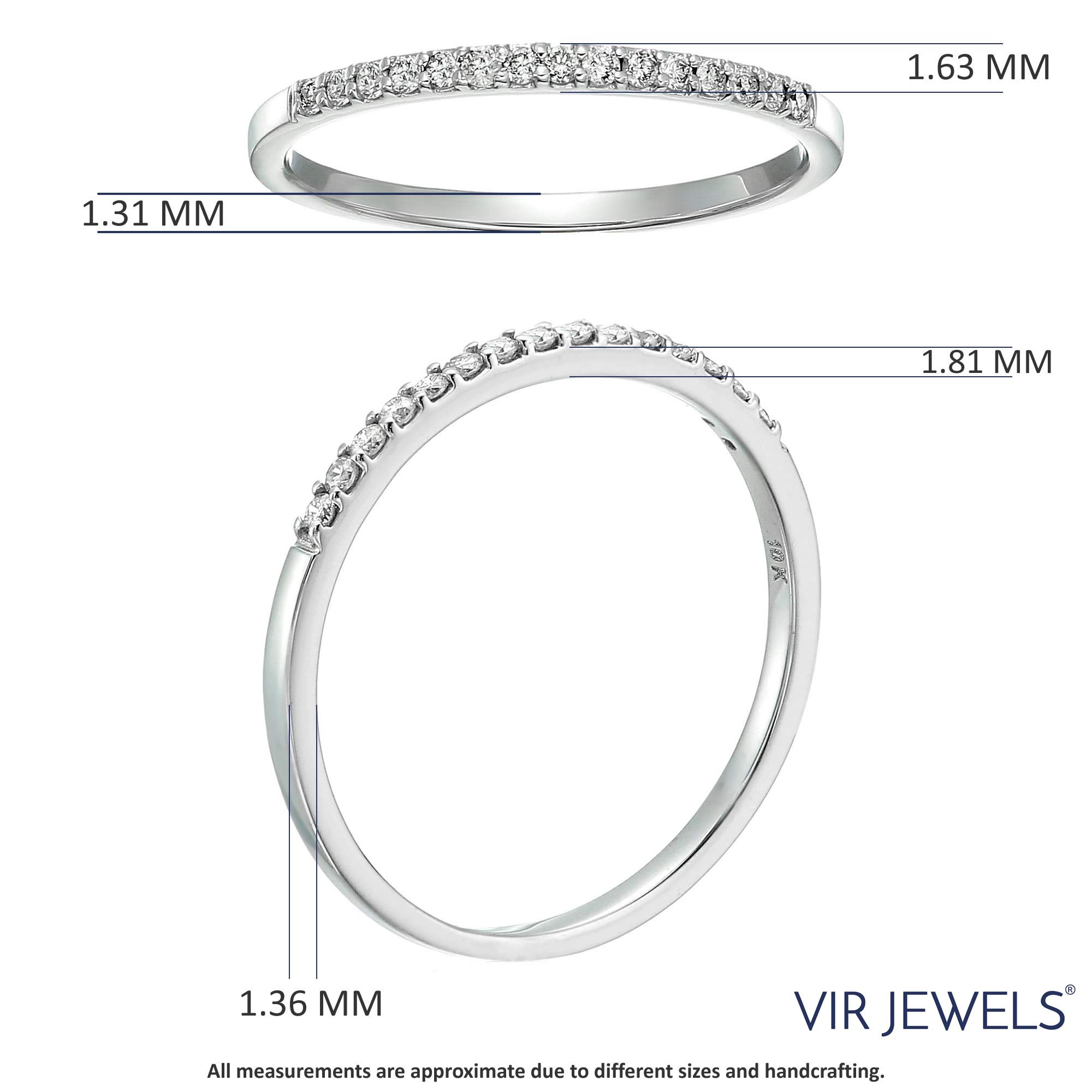 Vir Jewels 1/8 cttw Diamond Wedding Anniversary Band for Women, Round Diamond Engagement Ring 10K White Gold Prong Set 0.125 cttw, Size 5