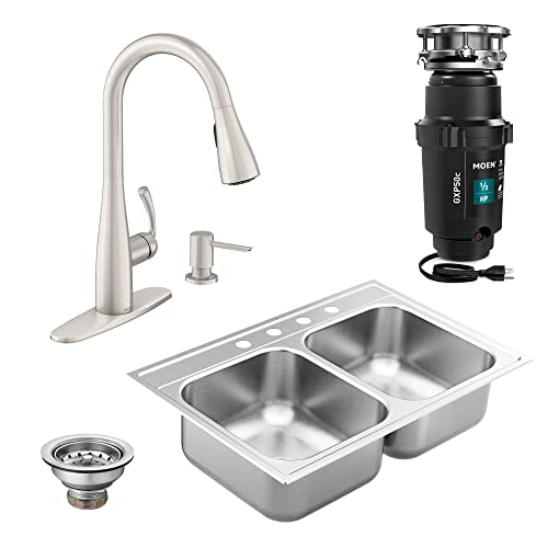 Moen 22036 3-1/2 Inch Kitchen Sink Stainless Steel Basket Strainer with Drain Assembly, Stainless