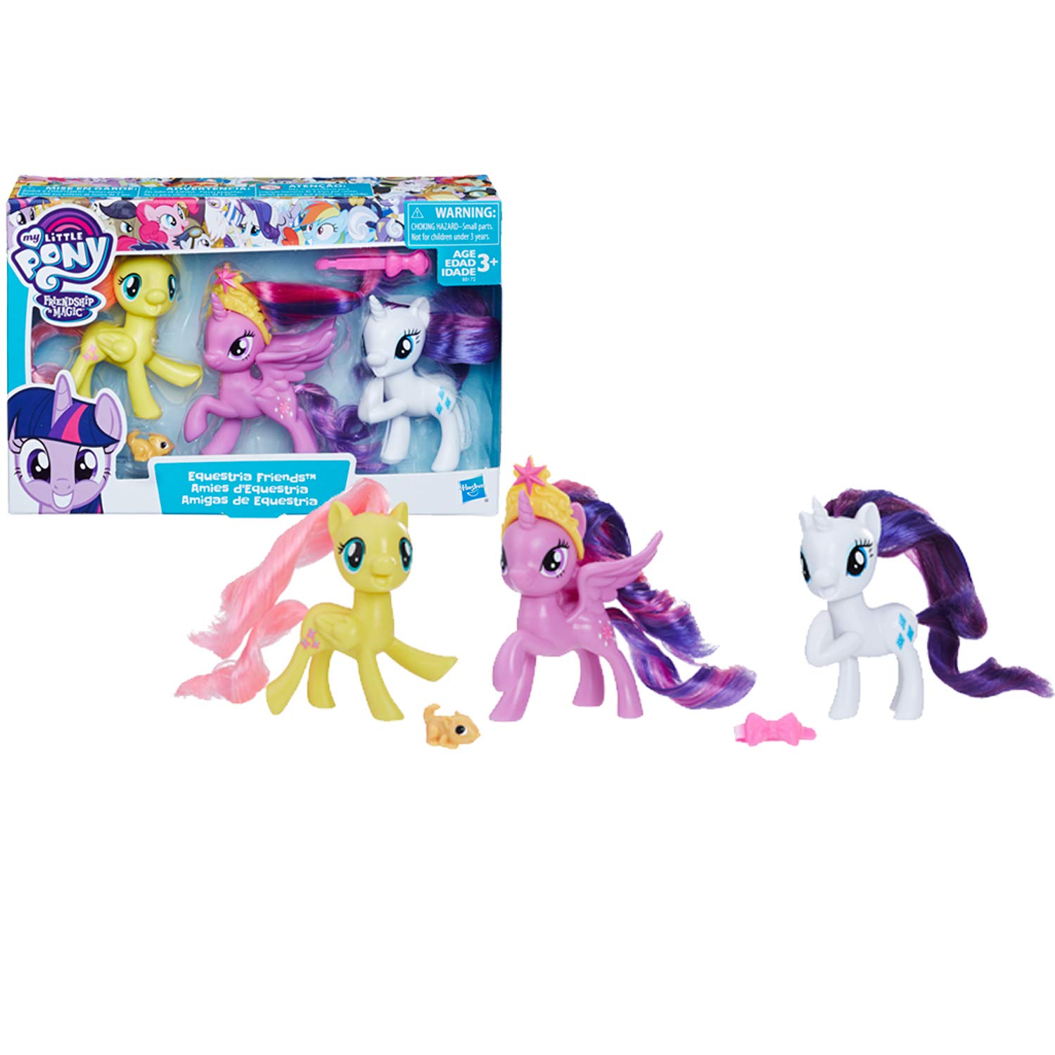 My Little Pony Toy Twilight Sparkle, Rarity & Fluttershy 3-Pack, Intro to Friendship is Magic, Ages 3 and Up