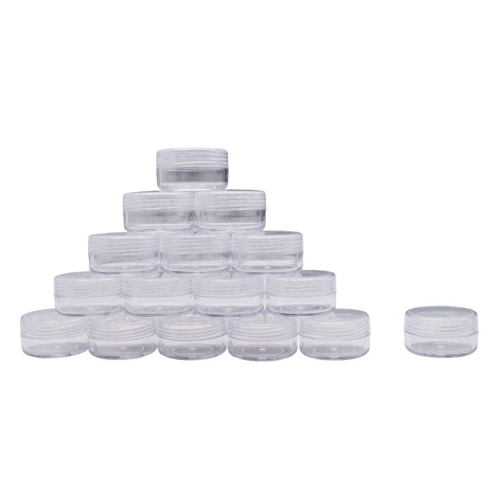 Healthcom New, Empty, Clear, 10 Gram Plastic Pot Jars, Cosmetic Containers for Eyshadow Makeup Nail Powder(100 Pcs) by Healthcom