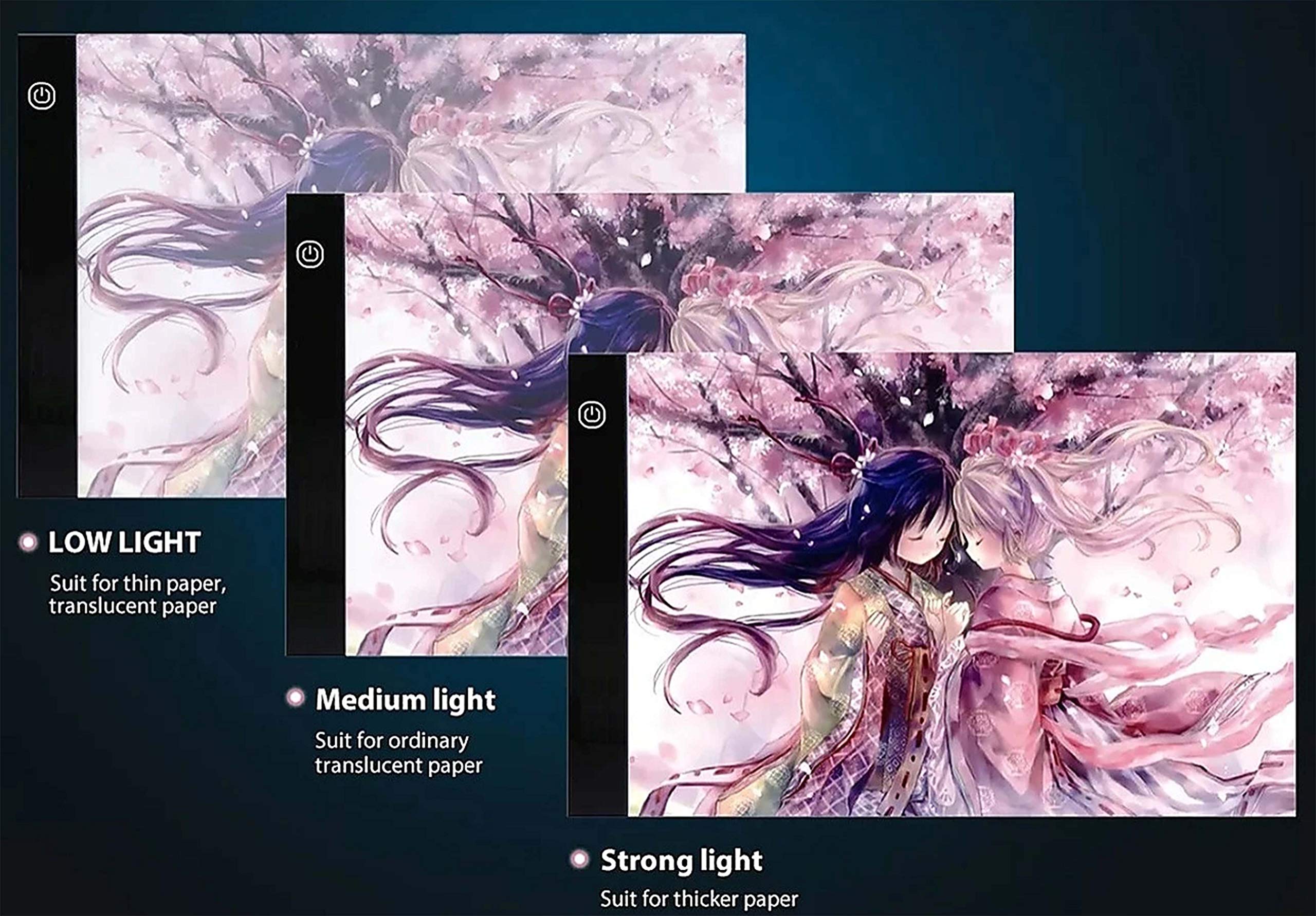 A4 Ultra-Thin Portable LED Light Box Tracer w 3 Level Brightness USB Power Cable Dimmable Brightness Artcraft Tracing Light Pad for Drawing, Sketching, Animation, 5D Diamond Painting (A4)