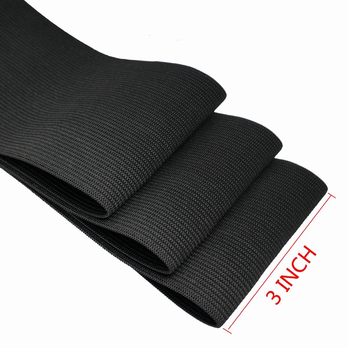 Knit Elastic 3 Inch Wide Black Heavy Stretch High Elasticity Knit Elastic Band 3 Yards