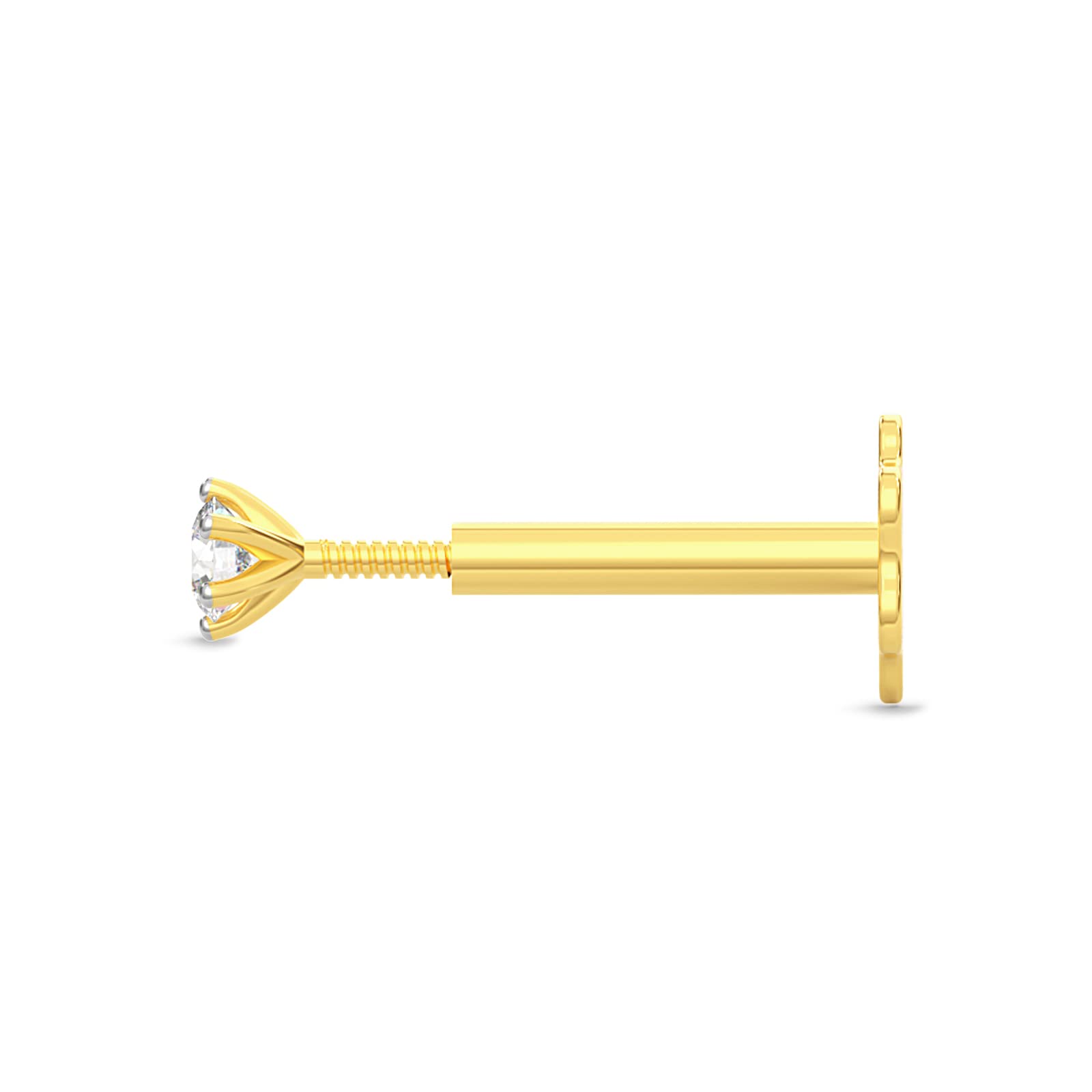 EternalDia 2.4mm Diamond Nose Stud/Lip Labret/Screw Ring Piercing Pin Bone 14Kt Gold 19 Gauge Diamond Nose Stud(GH/I1 I2) Straight nose rings