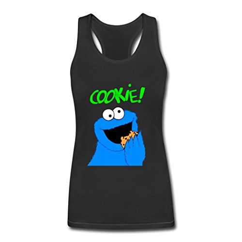 Sesame Street Cookie Monster Printed Tank Top Vest for Lady XXL Black