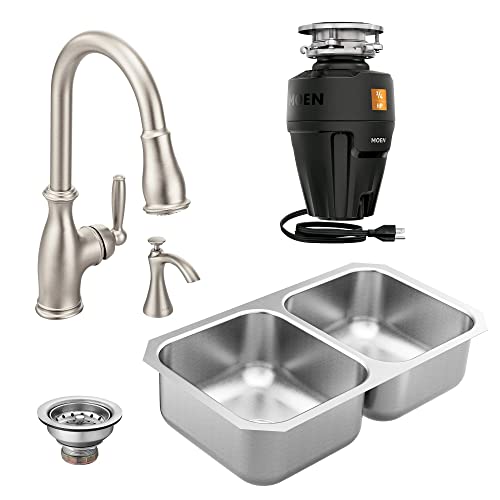 Moen 22036 3-1/2 Inch Kitchen Sink Stainless Steel Basket Strainer with Drain Assembly, Stainless