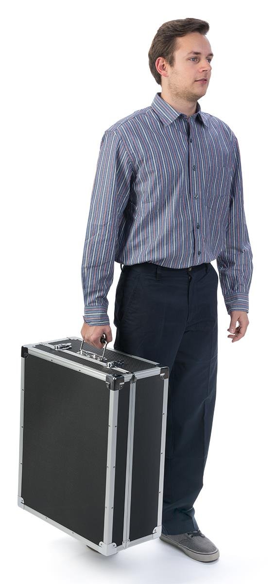 Displays2go 40 Inch Portable Counter, 6 Magazine Pockets, Collapsible, Carrying Case, Black (TDCBRBKBK)