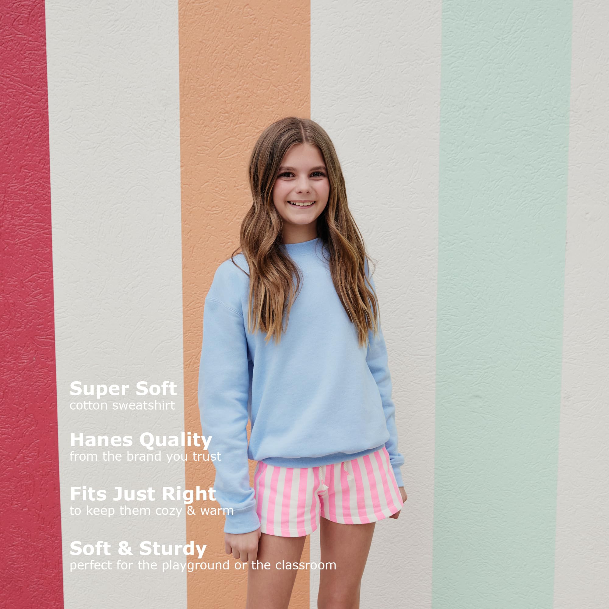 Hanes girls Ecosmart Graphic Sweatshirt Pullover Sweater, Purple Thora, Small US