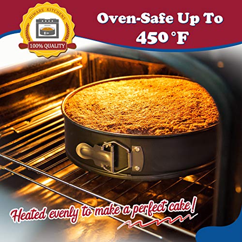 HIWARE 9 Inch Non-stick Cheesecake Pan Springform Pan with Removable Bottom / Leakproof Cake Pan with 50 Pcs Parchment Paper - Black