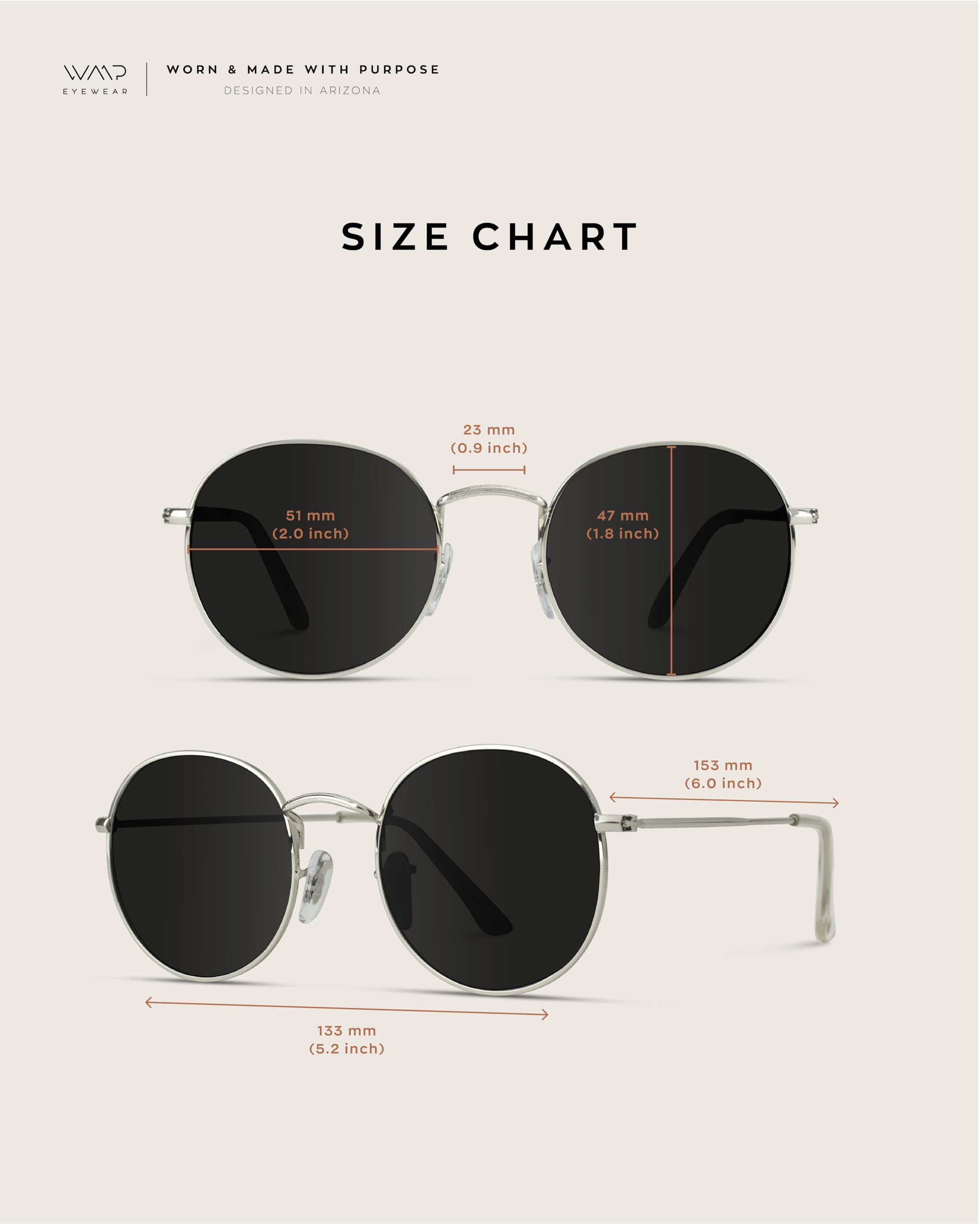 WearMe Pro - Reflective Lens Round Trendy Sunglasses (Silver Frame/Black Lens, 51)