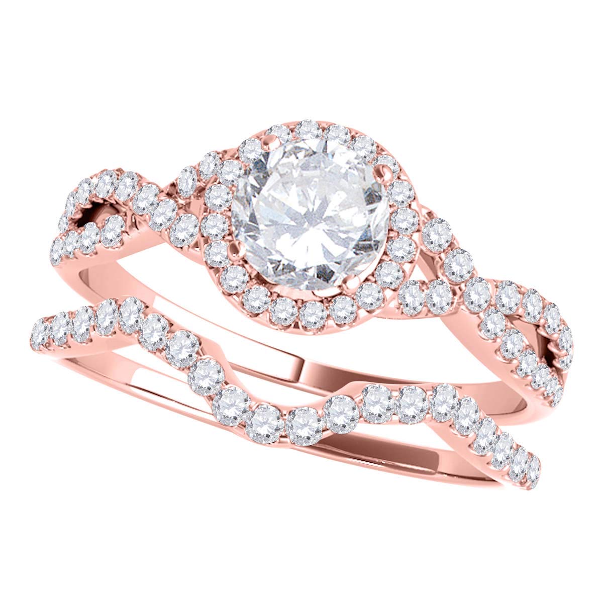 MauliJewels Engagement Ring 0.50 Carat Halo Lab Grown Diamond Bridal Set Band in 14k Solid Yellow White Rose Gold
