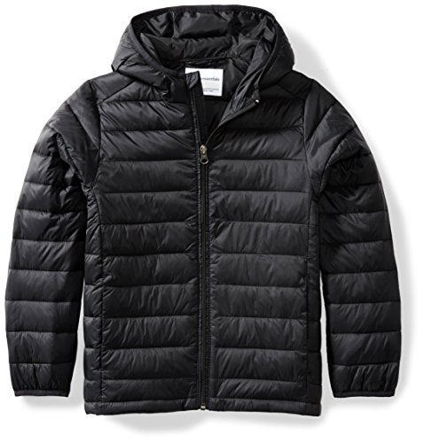 Amazon Essentials Boys' Lightweight Water-Resistant Packable Hooded Puffer Jacket, Black, X-Small