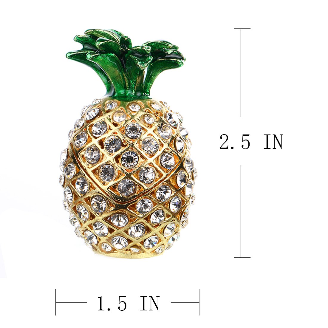 YU FENG Bling Pineapple Trinket Boxes Hinged Crystal Jeweled Enamel Trinket Jewelry Box Collectibles Gifts