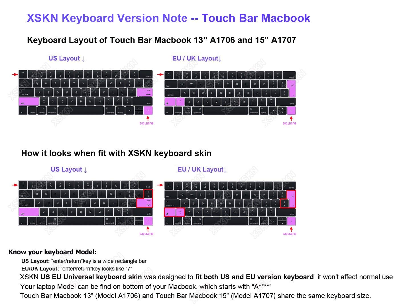 XSKN New Shortcut Design Silicone Keyboard Skin Cover for Touch Bar MacBook Pro 13.3" A2159 A1706 A1989 MacBook Pro 15.4" A1707 A1990 and Touch Bar Sticker - US EU Universal Version (Ableton)