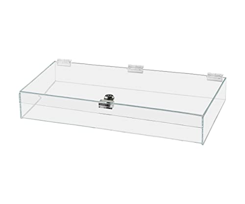 Acrylic Locking Display Case with Keys 19" x 13" x 3" Clear Rectangular Countertop Tray with Lid for Artifacts Antiques Collectibles Jewelry Currency and Coins by Marketing Holders