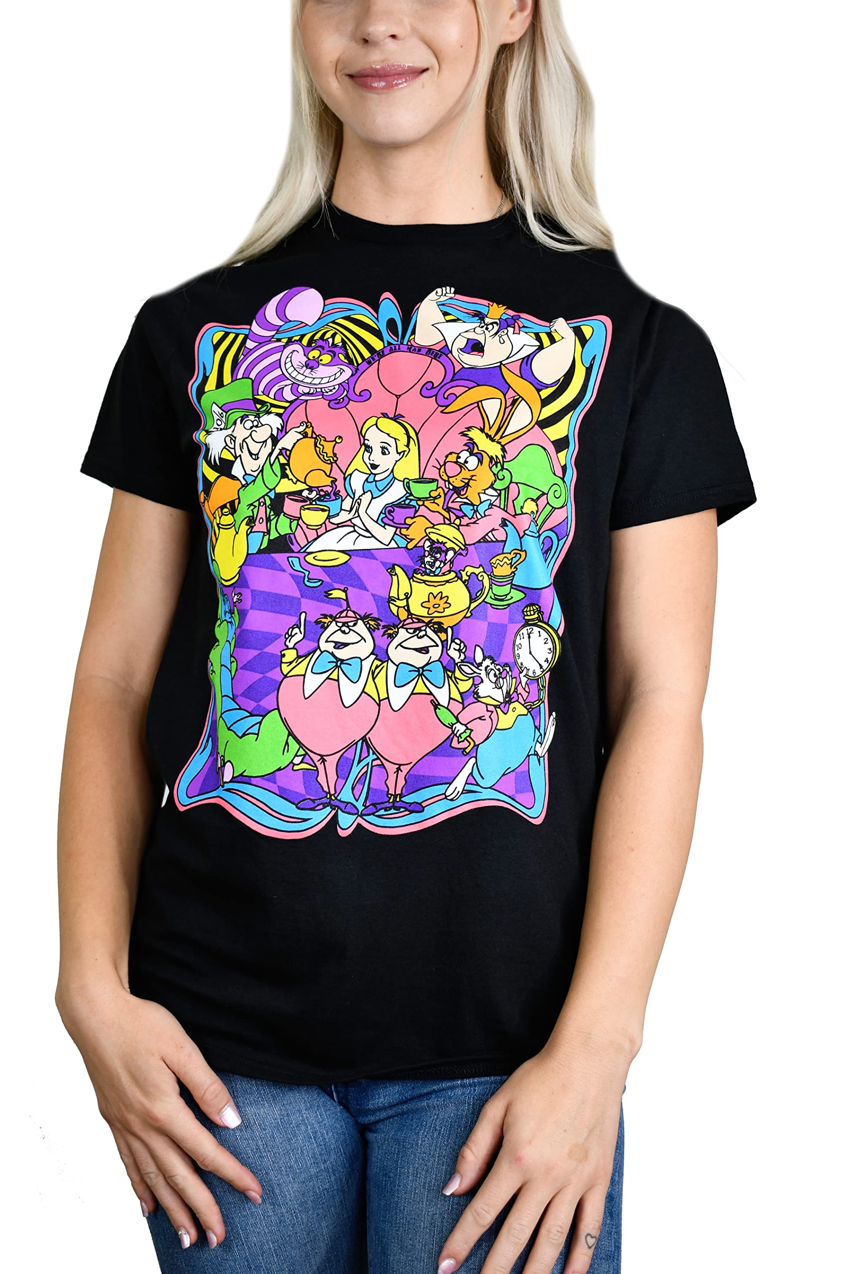 Disney Alice in Wonderland Mostly Mad Tea Party T-Shirt (X-Large, Black)