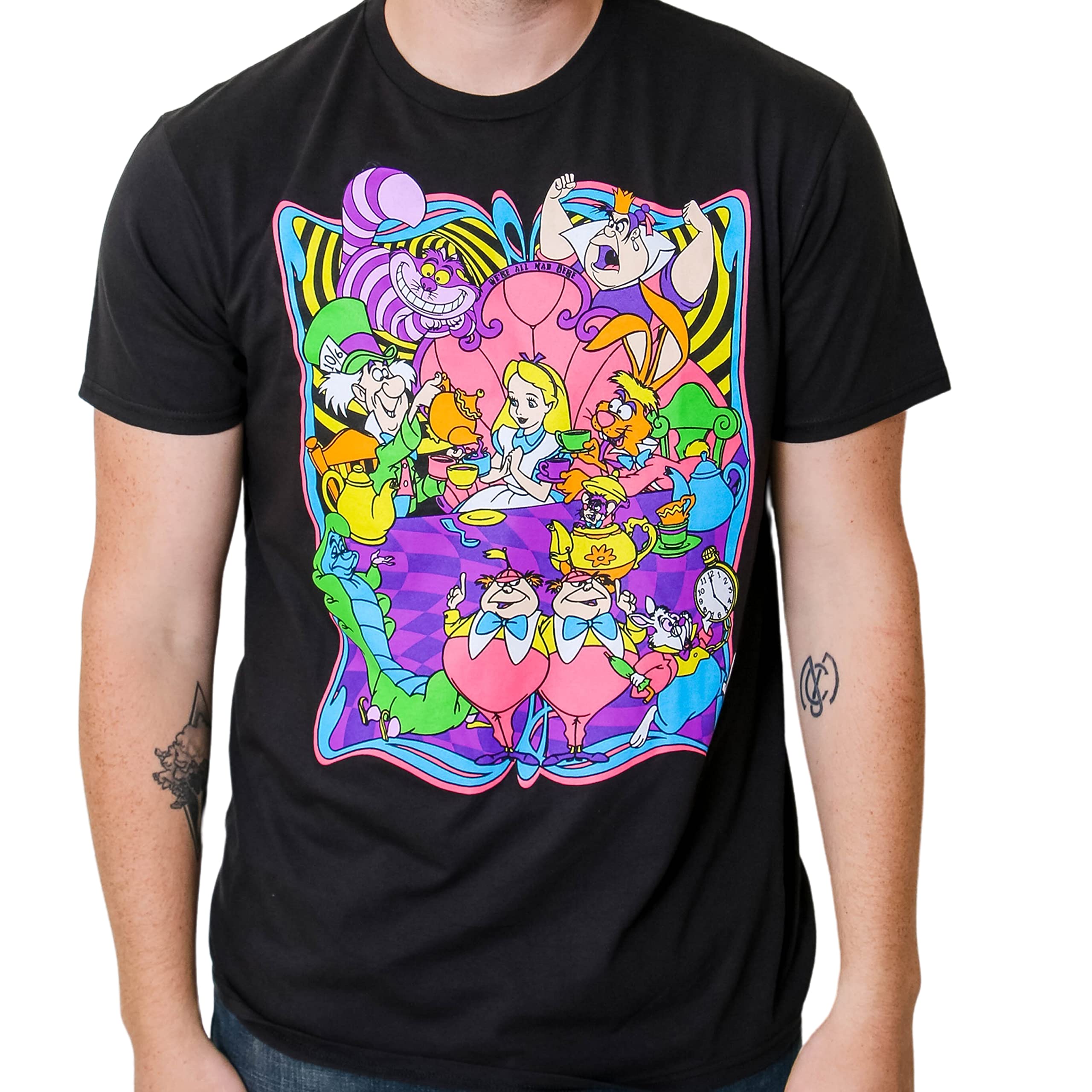 Disney Alice in Wonderland Mostly Mad Tea Party T-Shirt (X-Large, Black)