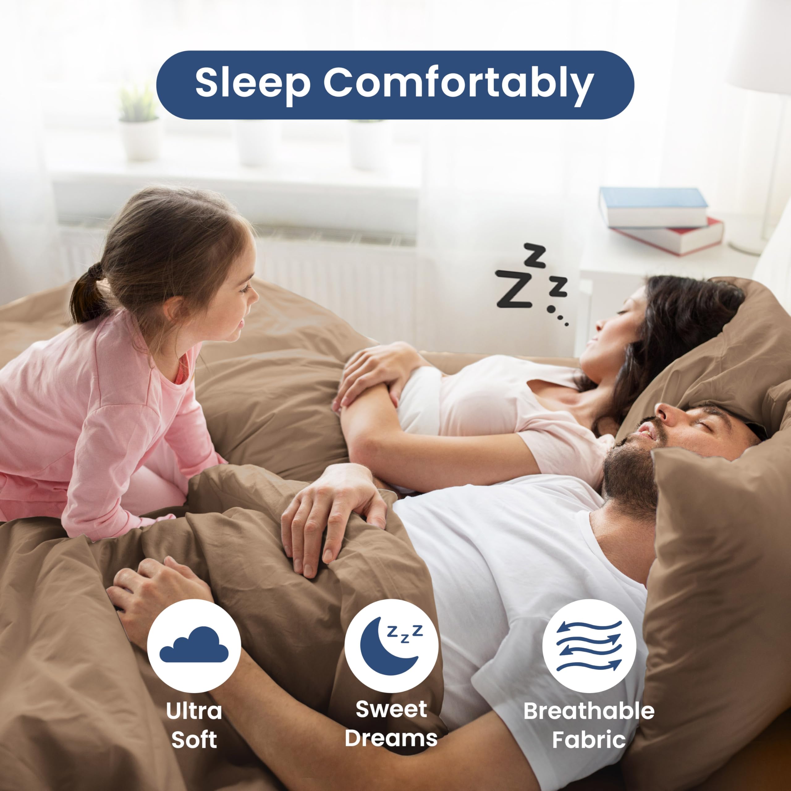 4 Piece Full Bed Sheets Set Full Bed Sheets – Light Weight, Soft Breathable Sheets Brushed Cotton Rich Blend Secure-Fit, Wrinkle Resistant, Durable, Easy Care Bed Sheets Comfy Sheets, Beige