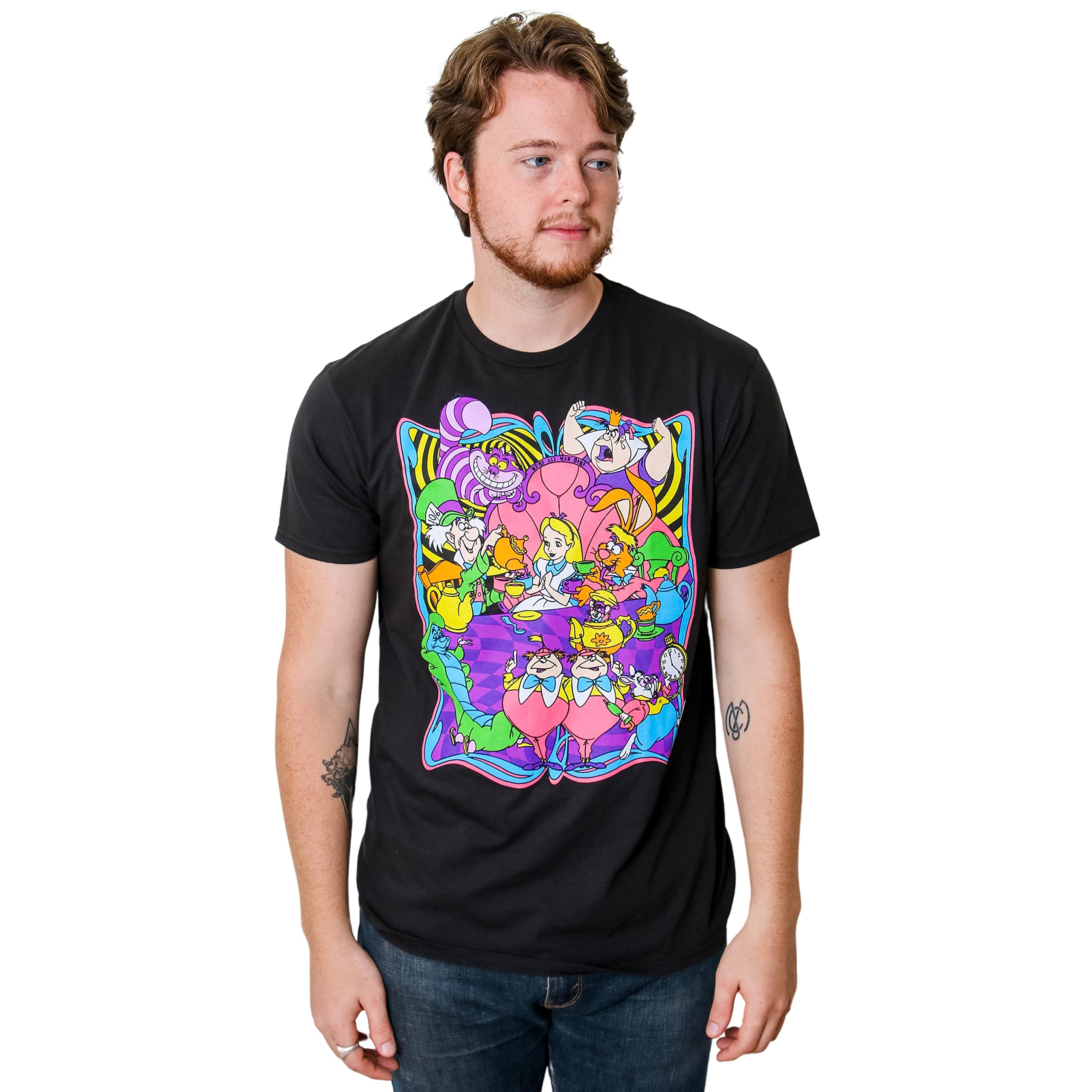Disney Alice in Wonderland Mostly Mad Tea Party T-Shirt (X-Large, Black)
