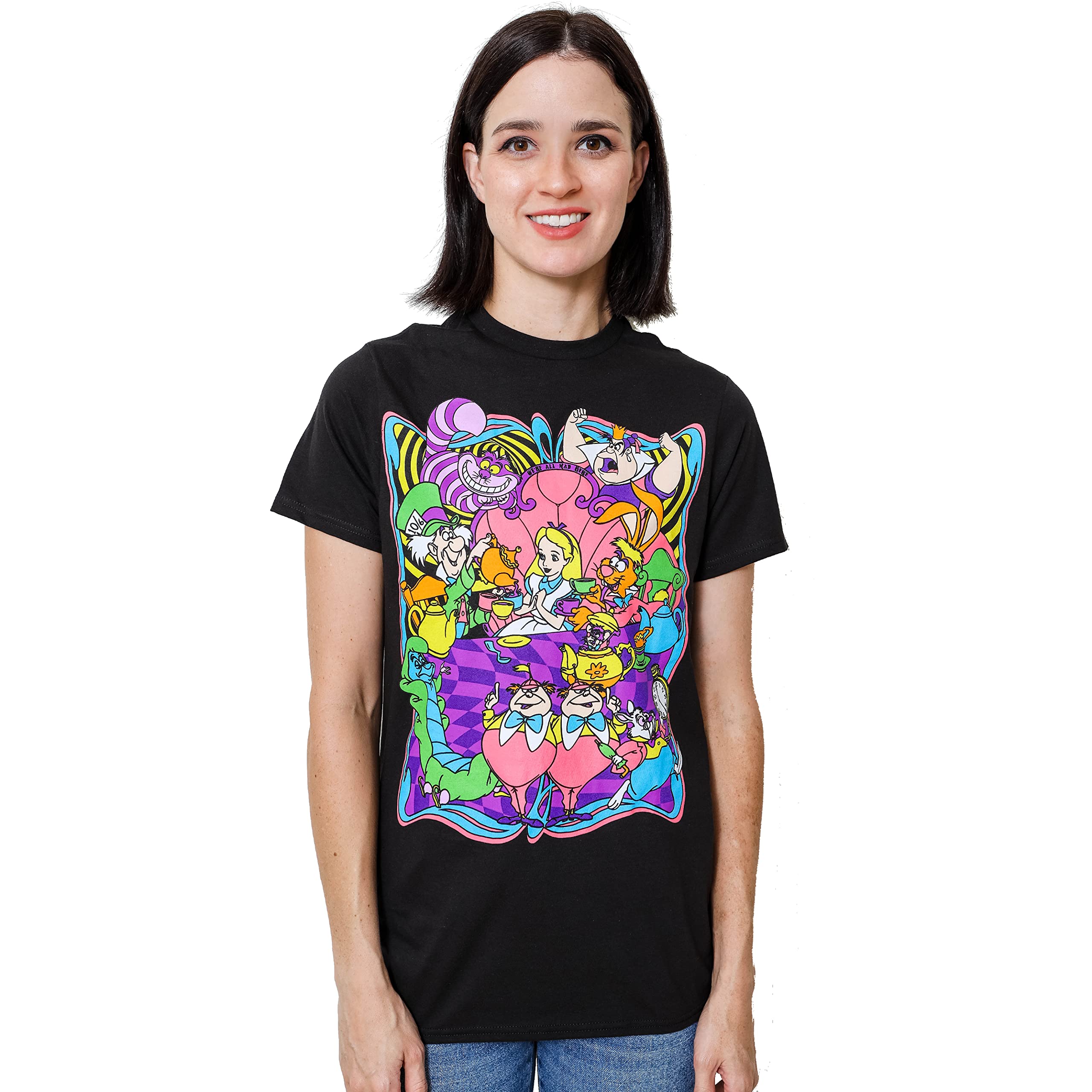 Disney Alice in Wonderland Mostly Mad Tea Party T-Shirt (X-Large, Black)