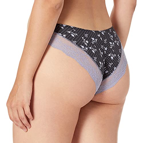 Maidenform Women's Underwear Back, Tanga Lace Thong Panties (Retired Colors), Plum Grey Floral/Plum Grey, 7