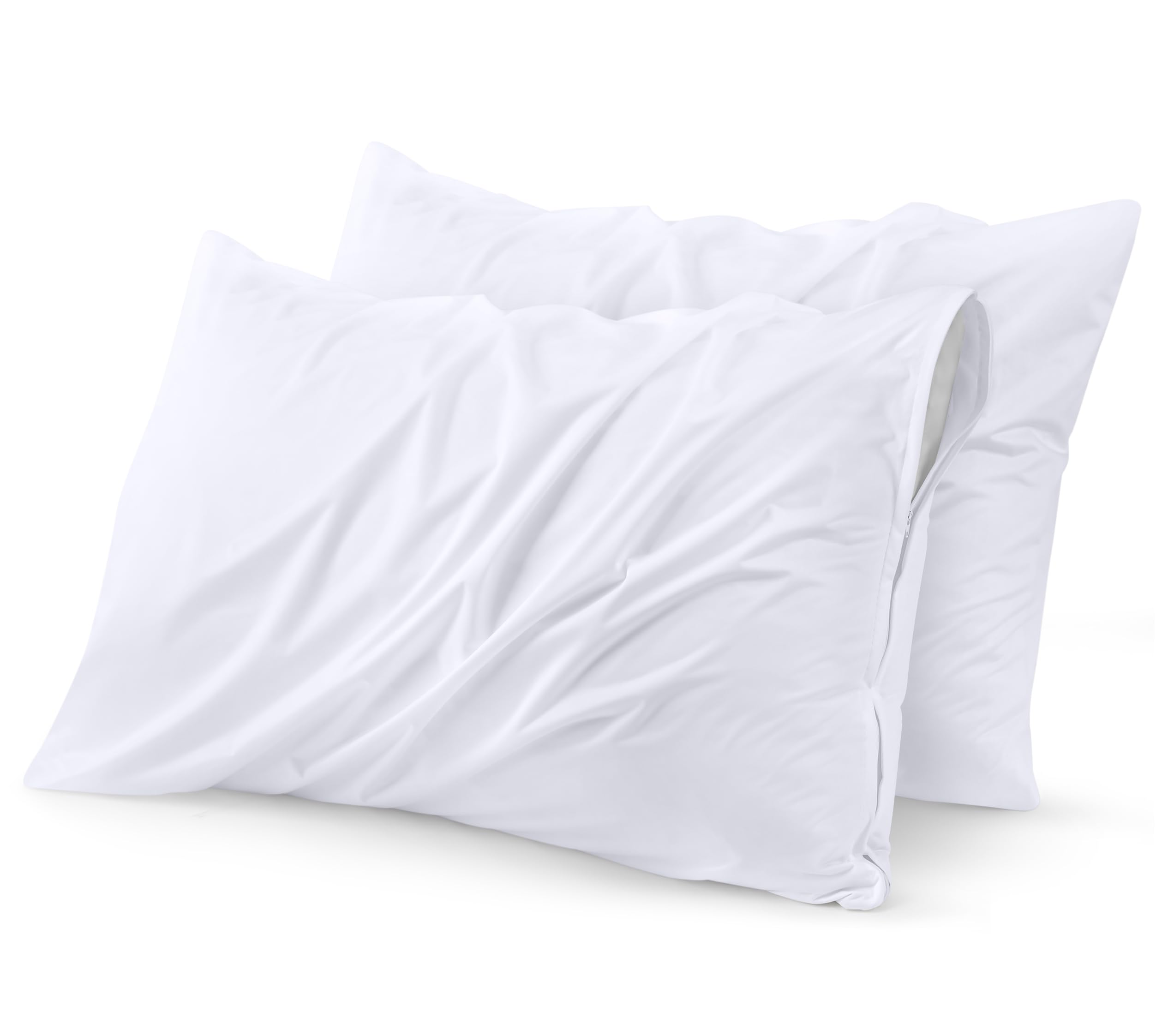 Utopia Bedding Waterproof Pillow Protectors Zippered (2 Pack, White) Queen Size, Zippered Pillowcases, Bed Bug Proof Pillow Encasement Covers 20 x 28 Inches