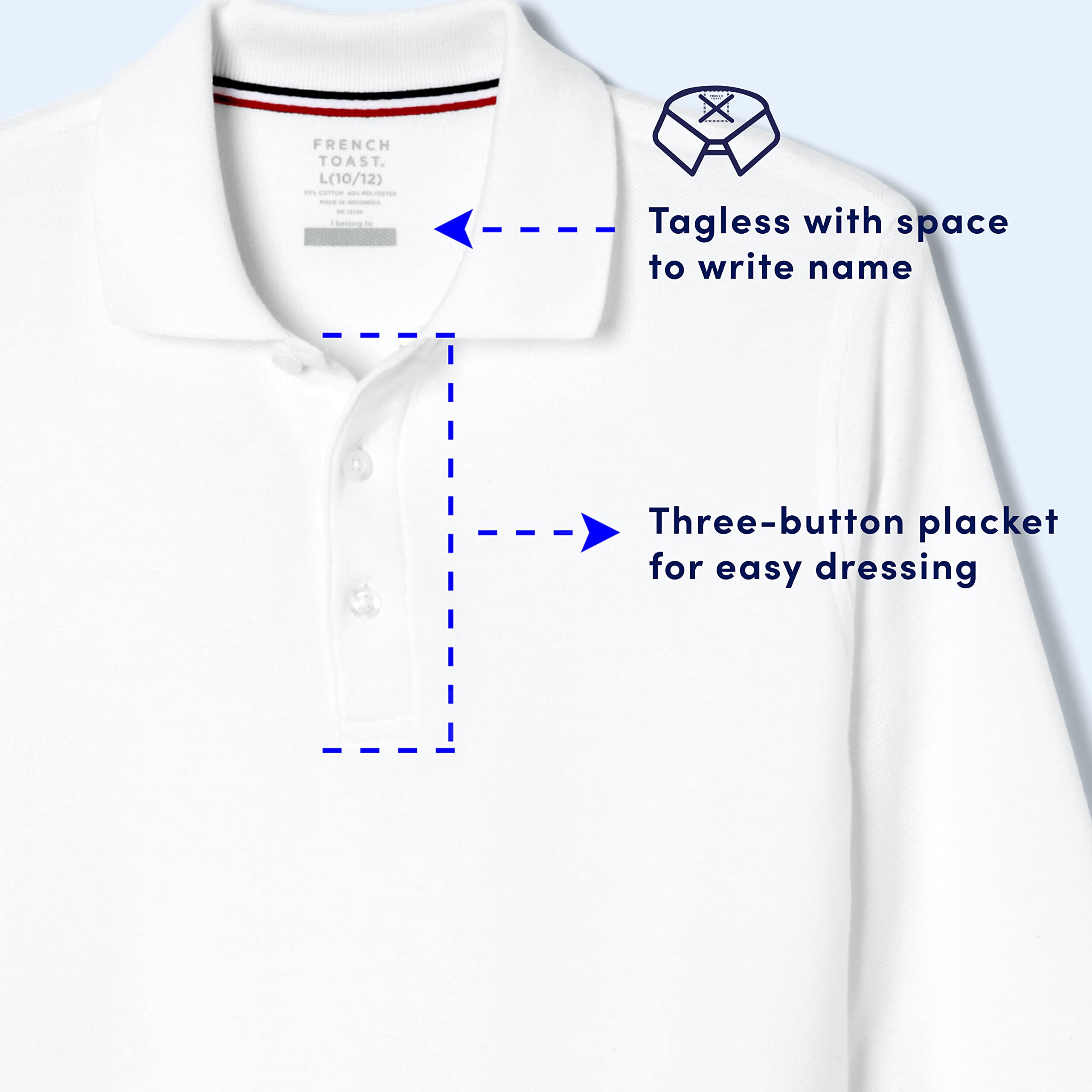 French Toast Big Boys' Long-Sleeve Pique Polo Shirt, Hunter, Medium/8