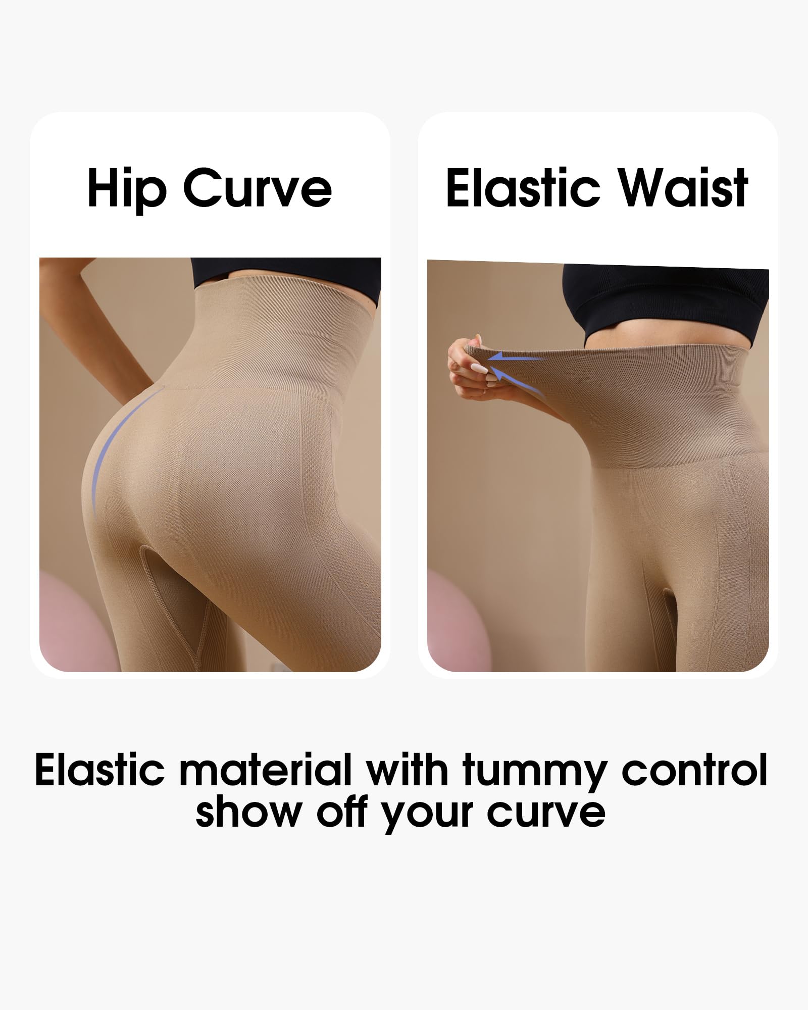 Homma Activewear Thick High Waist Tummy Compression Slimming Body Leggings Pant (Small, Mocha)