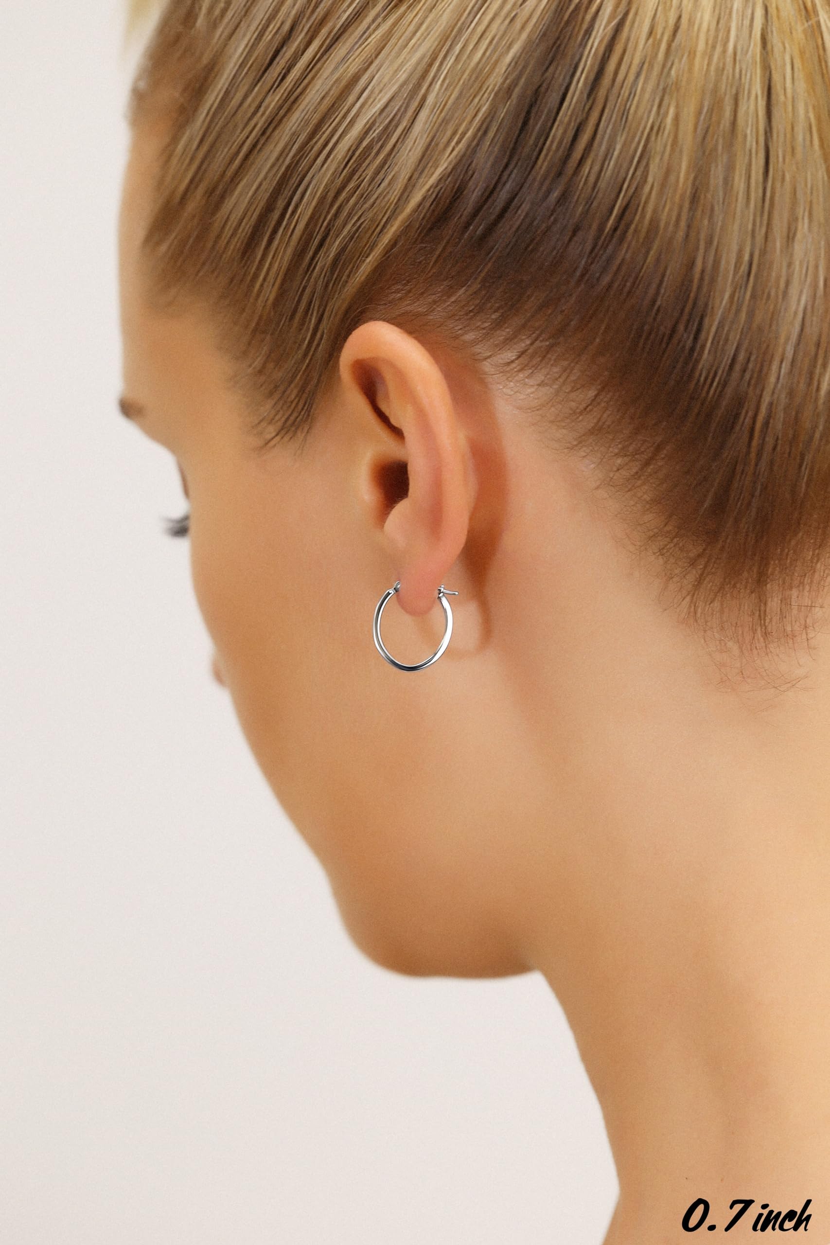TILO JEWELRY 14k Gold Small Oval Polished Hoop Earrings (0.7 inch Diameter) (White-Gold)…