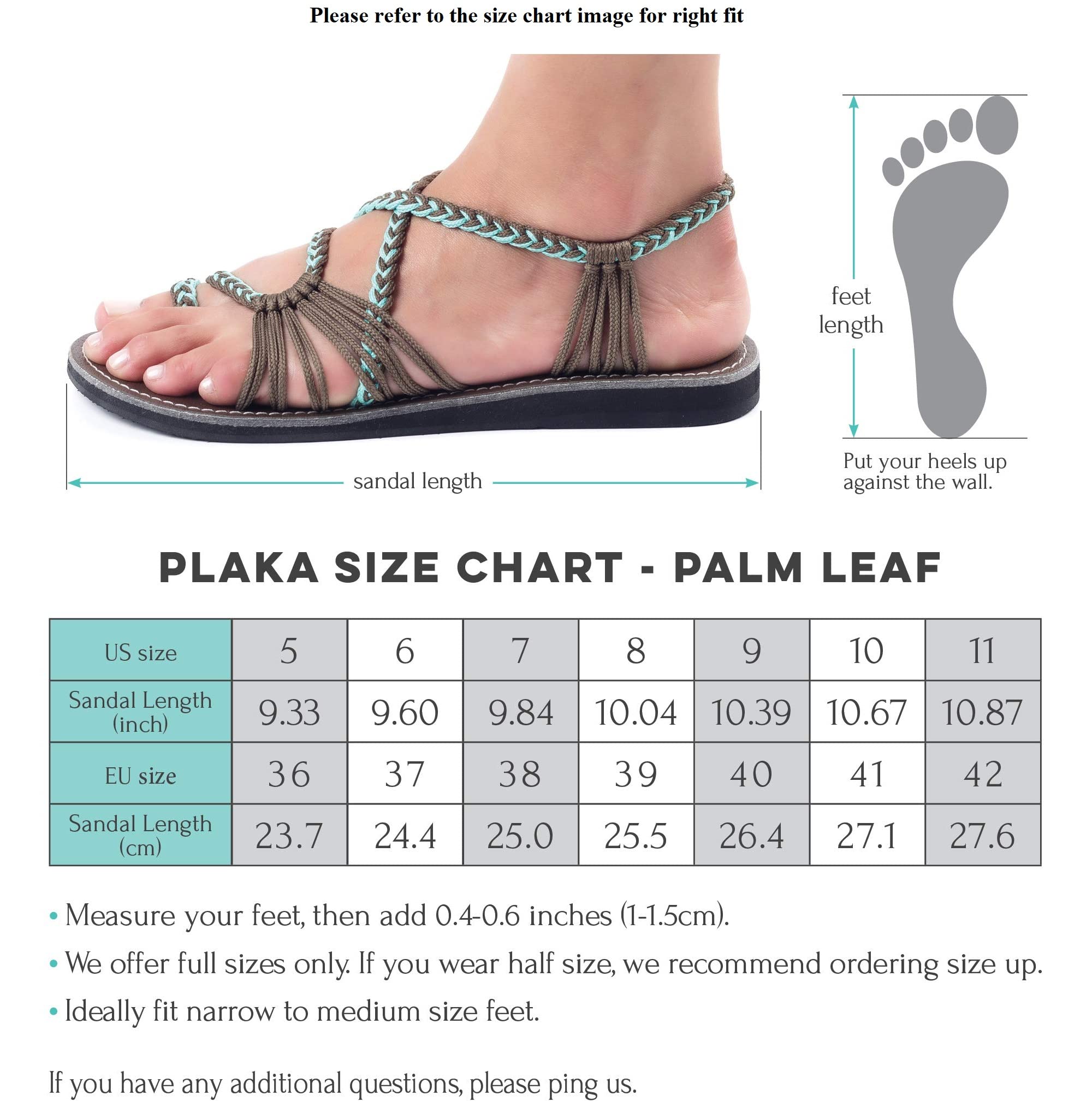 Plaka Palm Leaf Flat Summer Sandals for Women | Perfect for The Beach Walking & Dressy Occasions | Black | Size 11