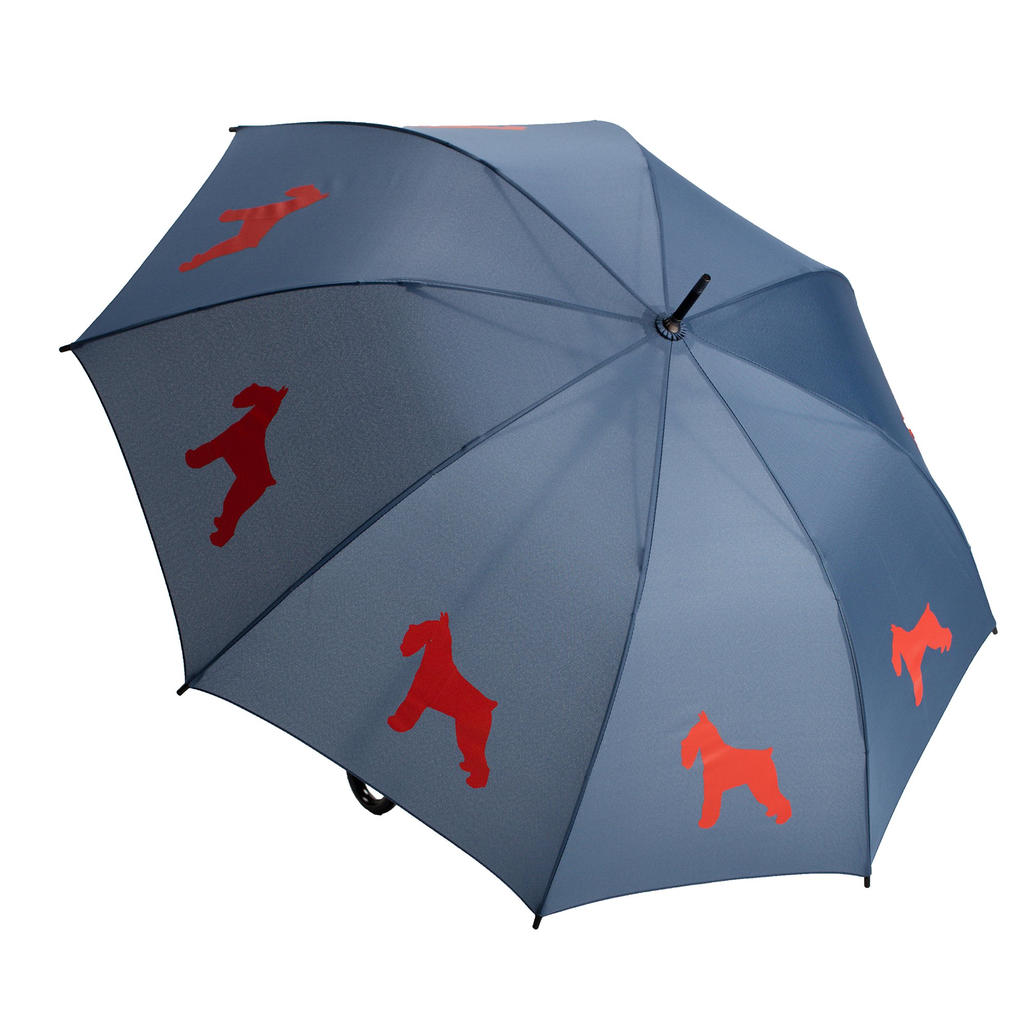 The San Francisco Umbrella Company - Premium Schnauzer Rain Umbrella (Red on Blue) - Strong, Durable, Windproof & Resistant With Fiberglass Ribs Stick Umbrella