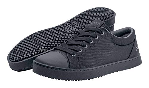 MOZO Grind Men’s Slip Resistant, Canvas Work Sneakers, Black, 11.5