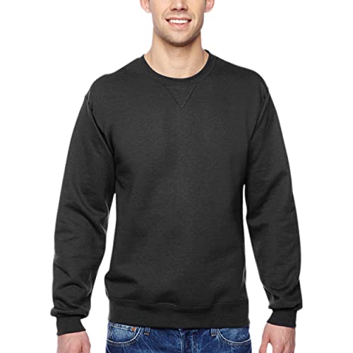 Fruit of the Loom Men's Crew Sweatshirt (2 Pack), Black, Large
