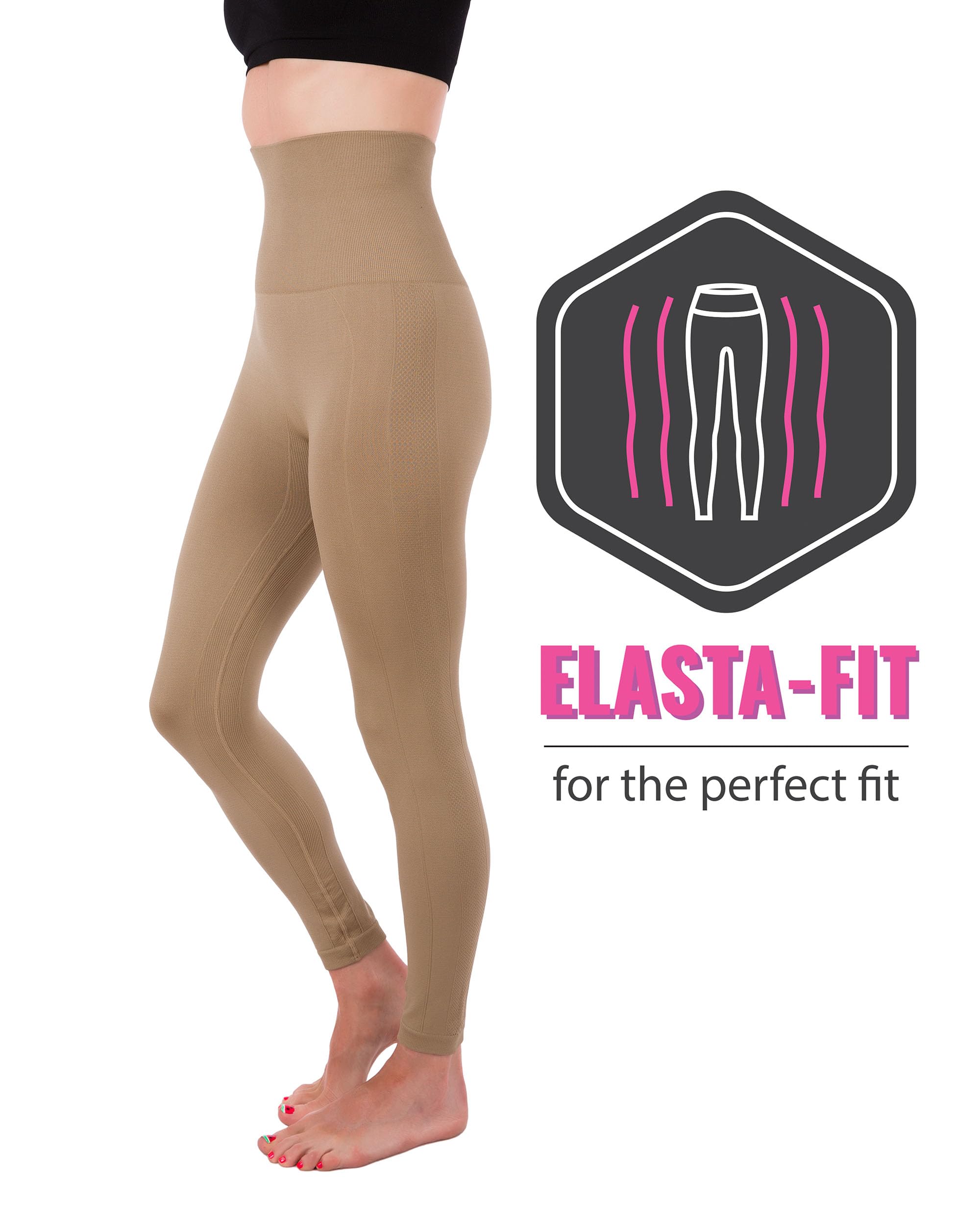Homma Activewear Thick High Waist Tummy Compression Slimming Body Leggings Pant (Small, Mocha)