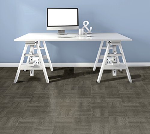 Nexus Self Adhesive 12-Inch Vinyl Floor Tiles, 20 Tiles - 12" x 12", Charcoal Grey Wood Pattern - Peel & Stick, DIY Flooring for Kitchen, Dining Room, Bedrooms & Bathrooms by Achim Home Decor