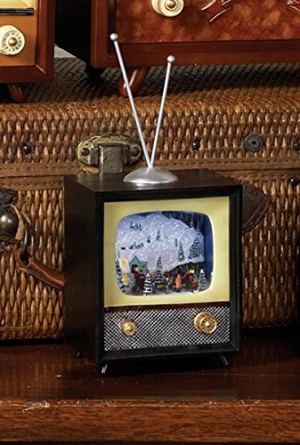 RAZ Imports Animated Holiday Musical Retro Television TV 10-in 3516162 (Black)