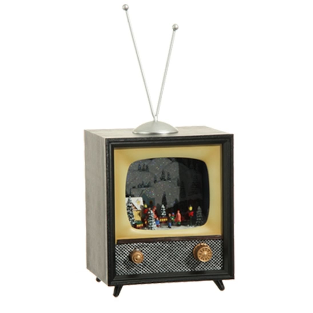 RAZ Imports Animated Holiday Musical Retro Television TV 10-in 3516162 (Black)