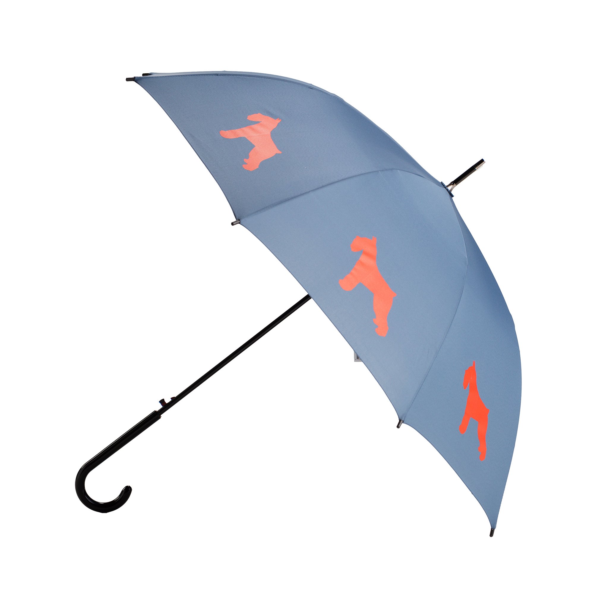 The San Francisco Umbrella Company - Premium Schnauzer Rain Umbrella (Red on Blue) - Strong, Durable, Windproof & Resistant With Fiberglass Ribs Stick Umbrella