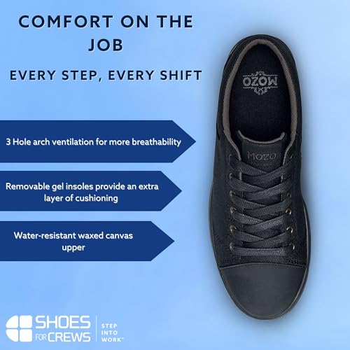 MOZO Grind Men’s Slip Resistant, Canvas Work Sneakers, Black, 11.5