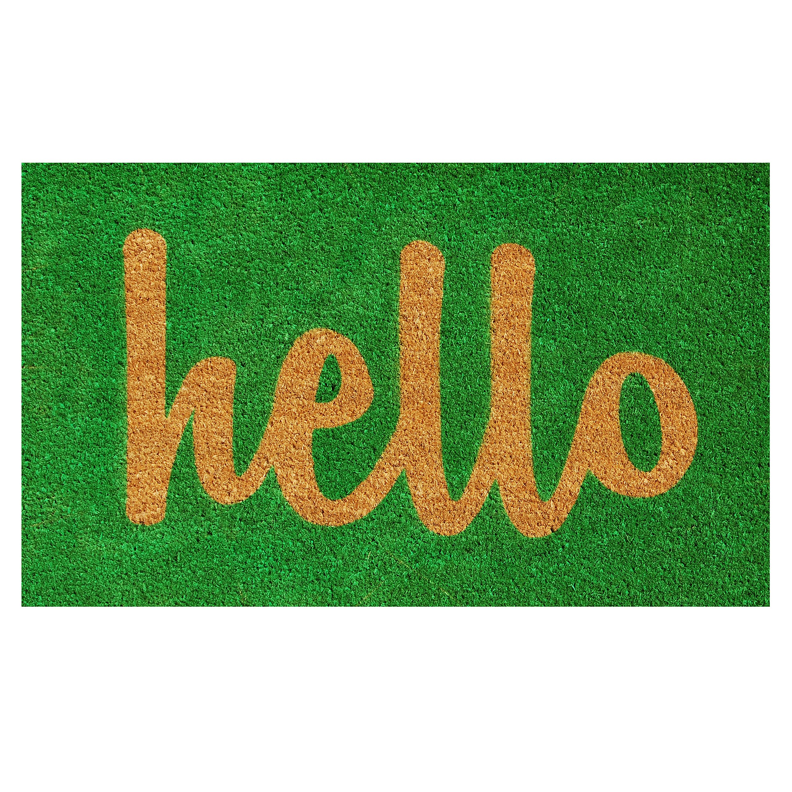 Calloway Mills 100262436GNS Hello Doormat Green/Natural Script, 24" x 36"