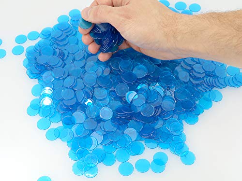 Regal Bingo Plastic Bingo Chips 1000 Pcs - Clear Transparent Counters Game Chips Set for Board Game - Fun Family Bingo Night - 3/4 Inch Blue Color