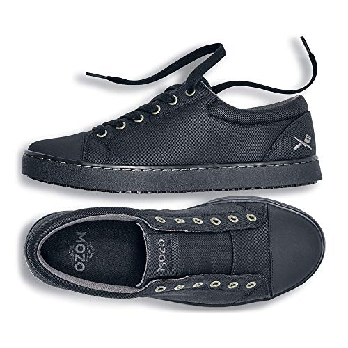 MOZO Grind Men’s Slip Resistant, Canvas Work Sneakers, Black, 11.5