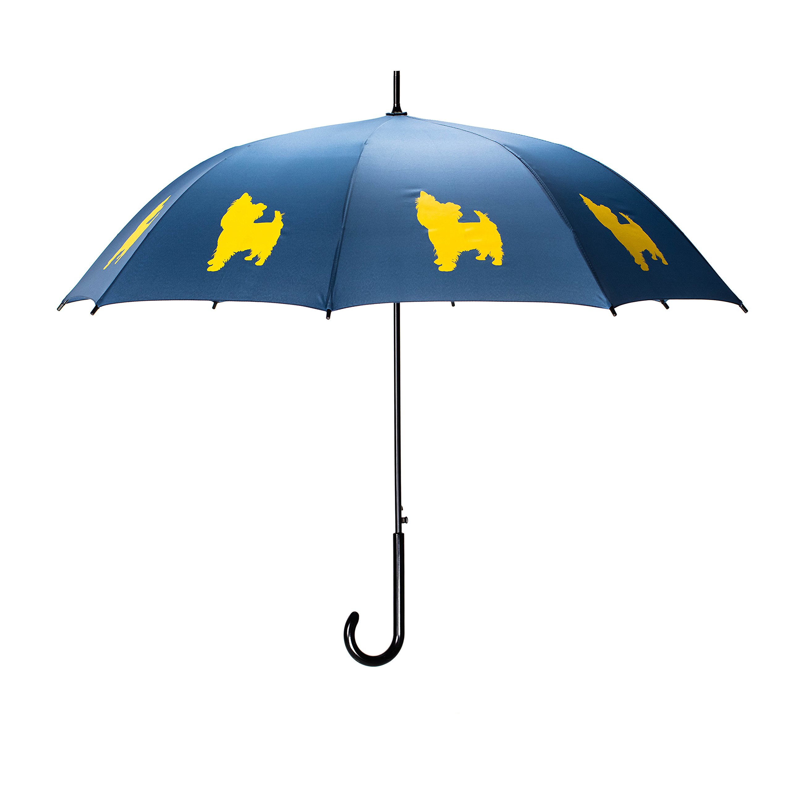 The San Francisco Umbrella Company - Premium Yorkshire Terrier Rain Umbrella (Yellow on Blue) - Strong, Durable, Windproof & Resistant With Fiberglass Ribs Stick Umbrella