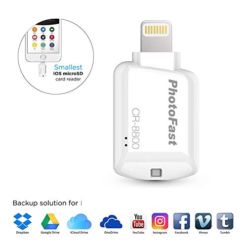 [Apple Mfi Certified] iPhone Micro SD Card Reader by Gigastone, Lightning, Apple iOS, iPad, iPod, iCloud, Versatile App, Compatible up to iPhone 7 & iPhone 7 Plus
