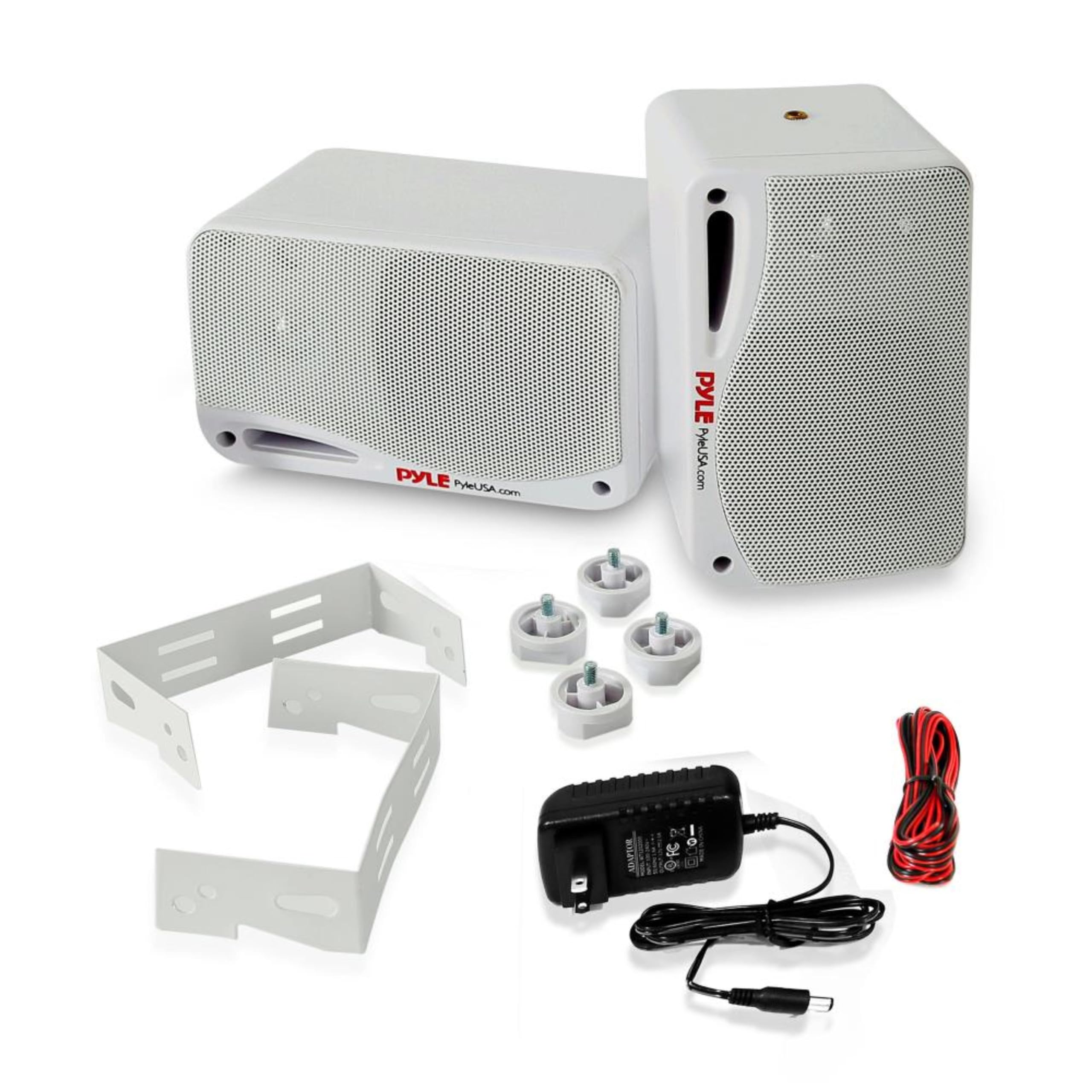 Pyle Outdoor Waterproof Wireless Bluetooth Speaker - 3.5 Inch Pair 3-way Active Passive Weatherproof Wall, Ceiling Mount Dual Speakers System w/ Heavy Duty Grill, Patio, Indoor Use -PDWR42WBT (White)